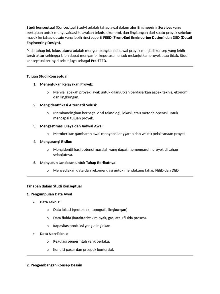 Studi Konseptual: Dasar Proyek FEED | PDF