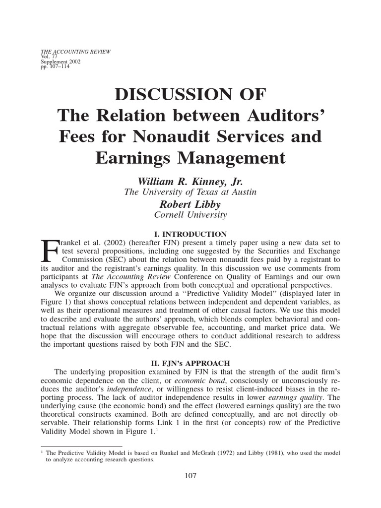 Discussion of The Relation Between Audit | PDF | Audit | Regression ...