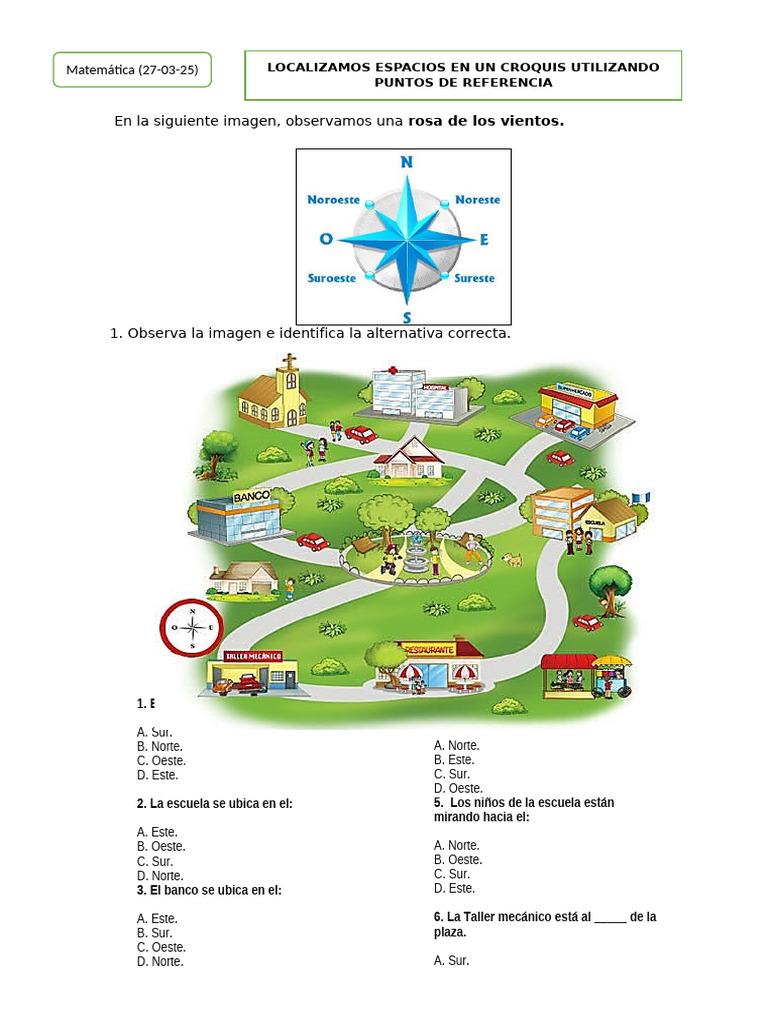 Croquis y Puntos Cardinales para Niños | PDF