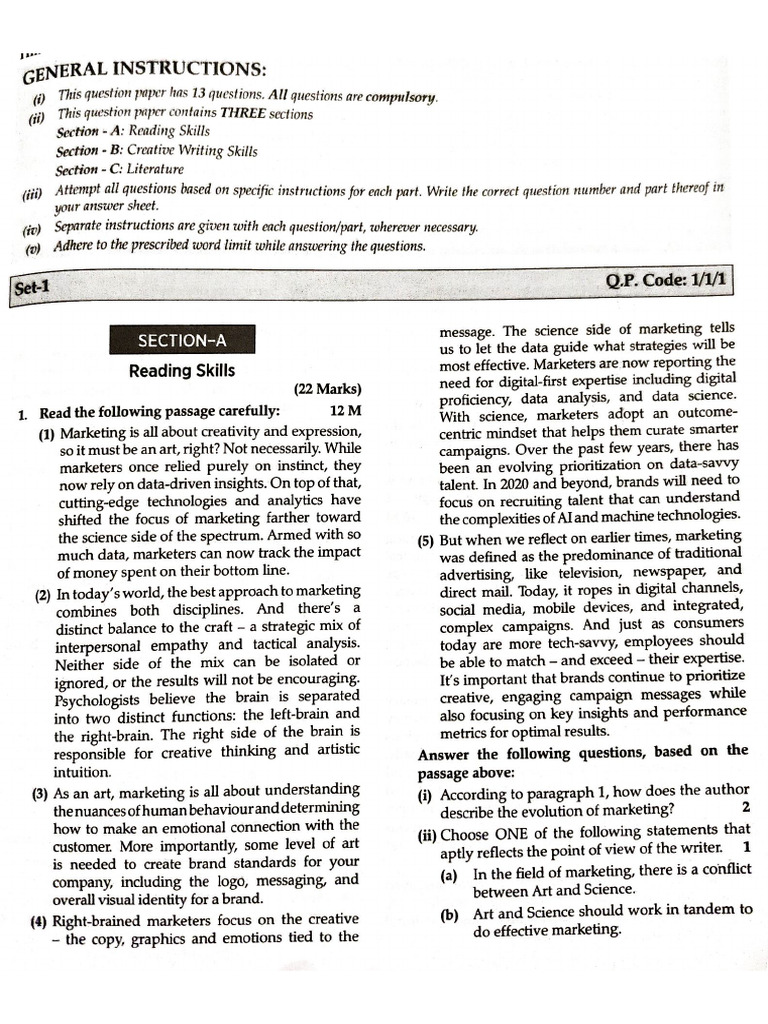 Sample Paper 3 | PDF