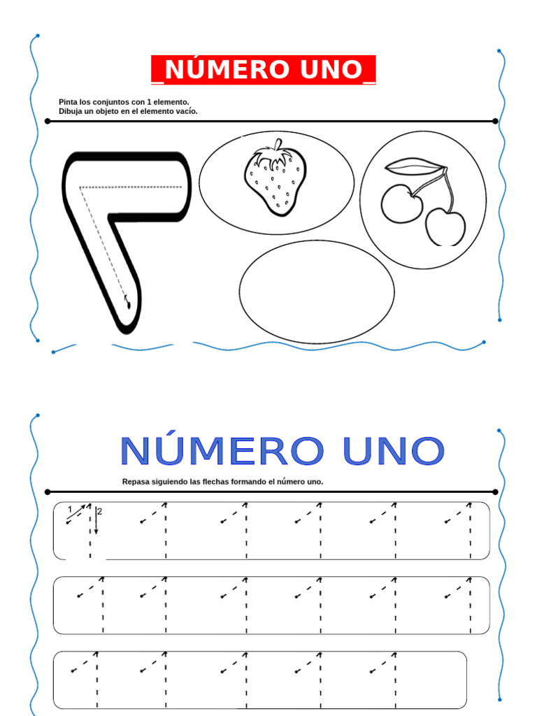 Trazos Del Número Uno para Niños de 4 Años | PDF