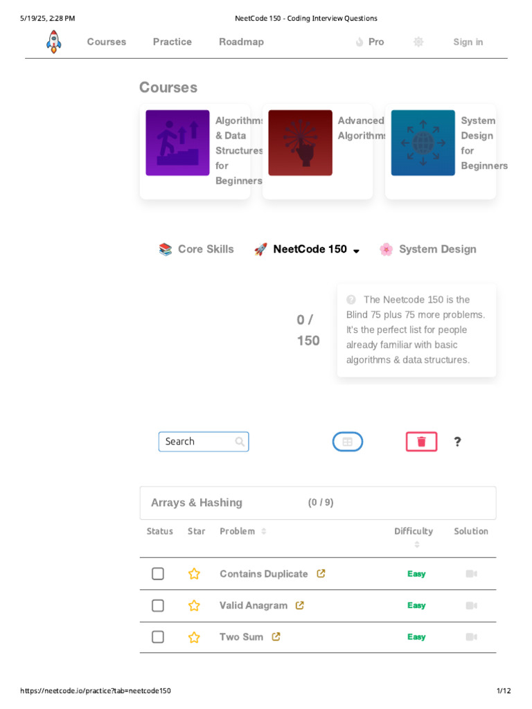 NeetCode 150 - Coding Interview Questions | PDF | Theoretical Computer Science | Algorithms And ...