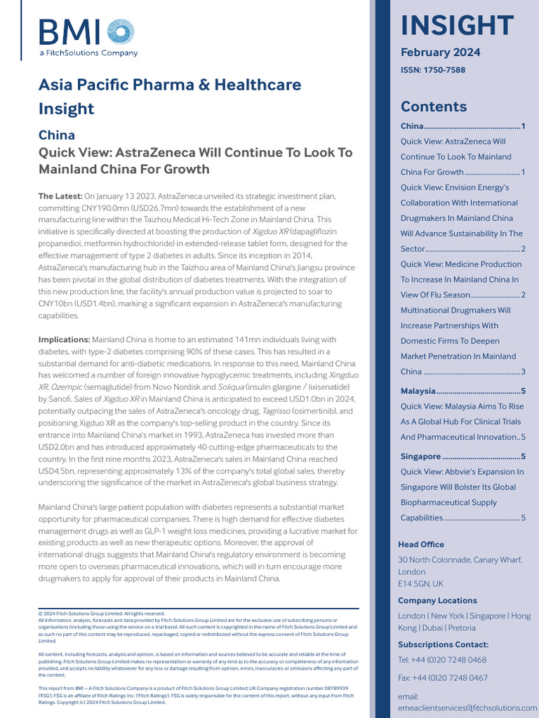 AstraZeneca's Growth in China Pharma | PDF | Pharmaceutical Industry