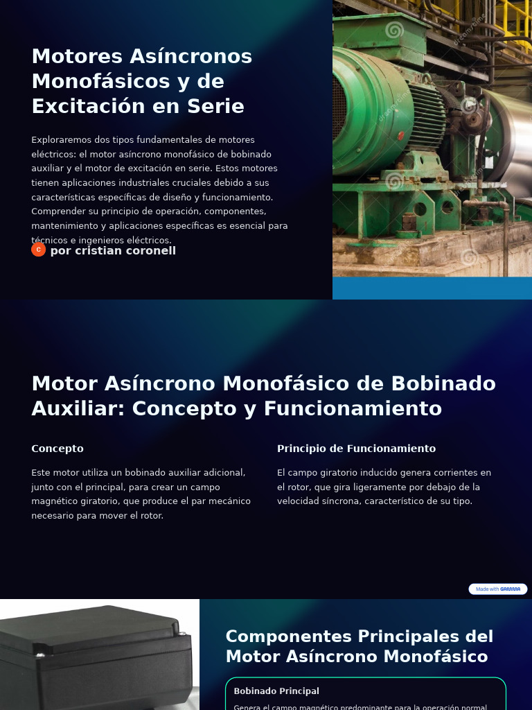 Motores Asincronos Monofasicos y de Excitacion en Serie | PDF | Motor eléctrico | Rodamiento ...