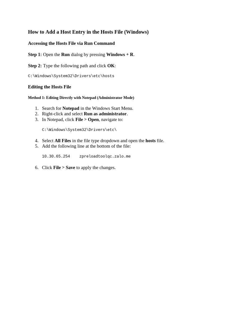 How To Add A Host Entry in The Hosts File | PDF