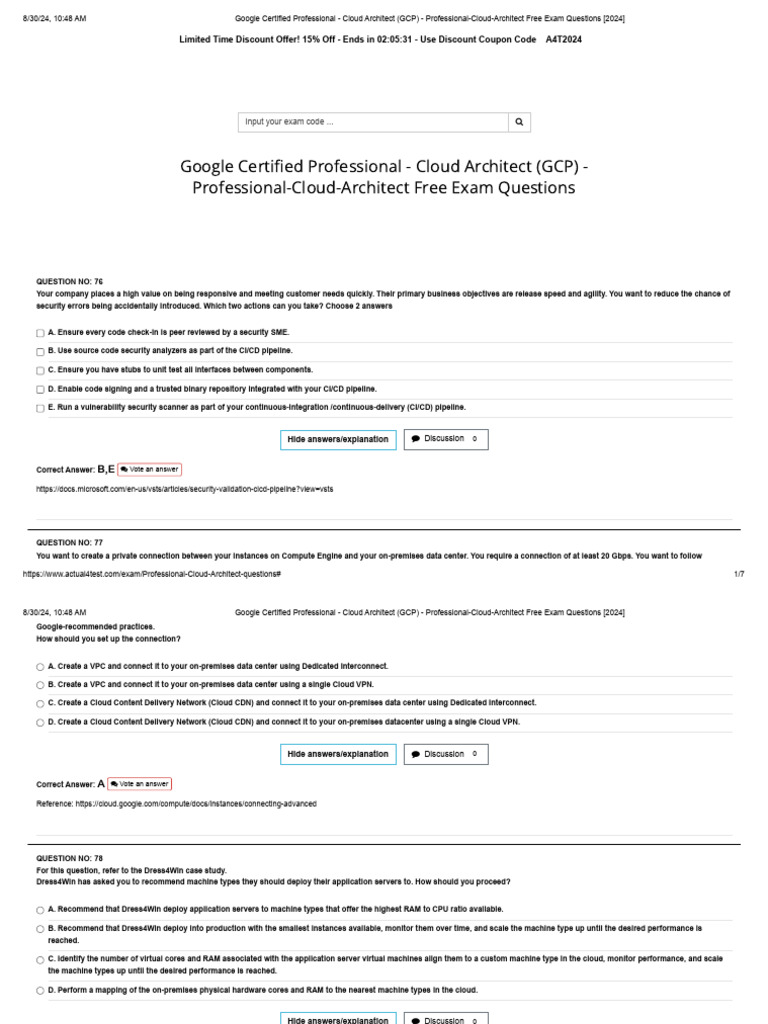 Google Certified Professional - Cloud Architect (GCP) - Professional-Cloud-Architect Free Exam ...