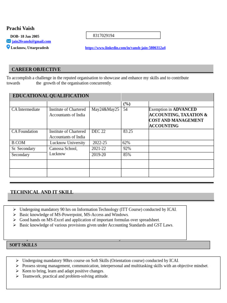 Prachi Vaish Resume | PDF