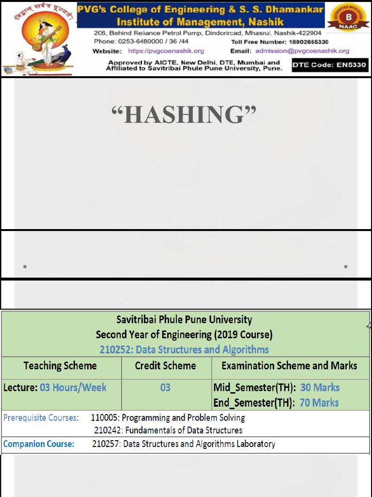 Unit 1 Dsa Hashing 2022 Compressed 1 | PDF | Computer Data | Computing