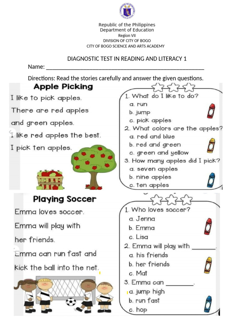 Diagnostic Exam in Reading and Literacy | PDF