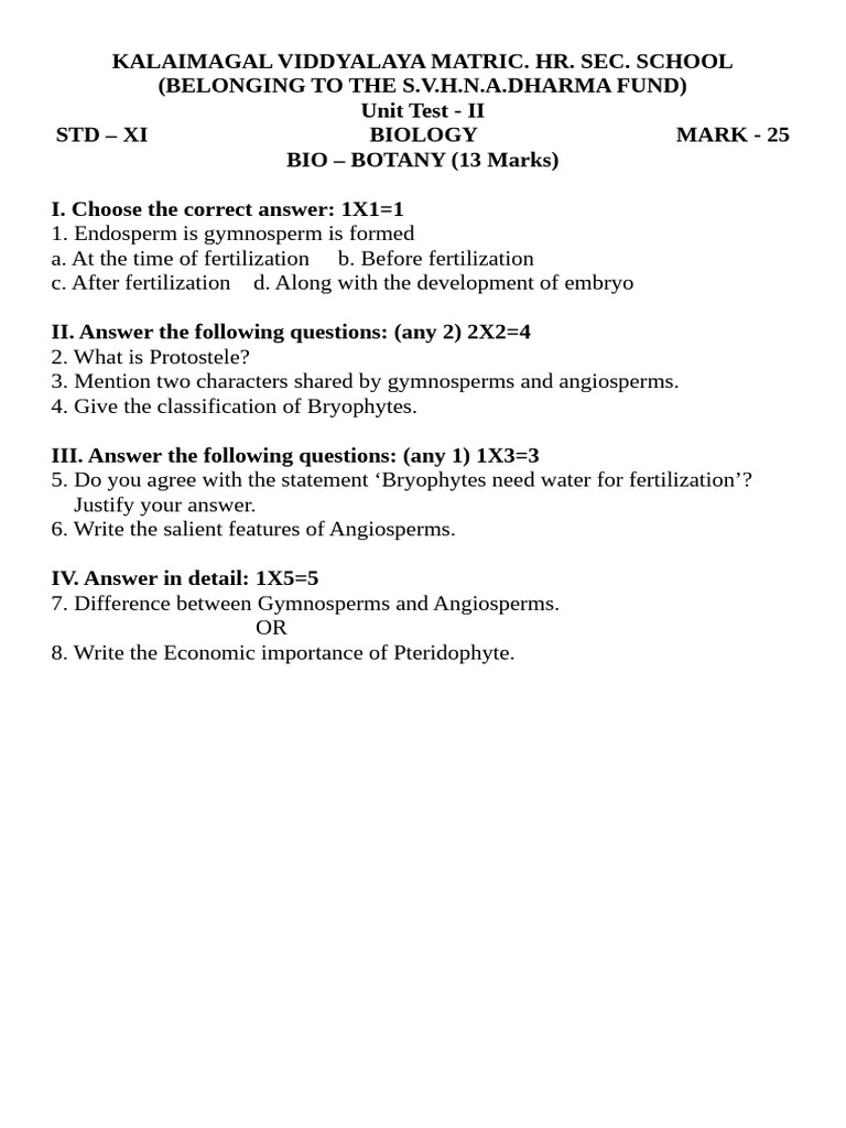Biology Unit Test 2 | PDF