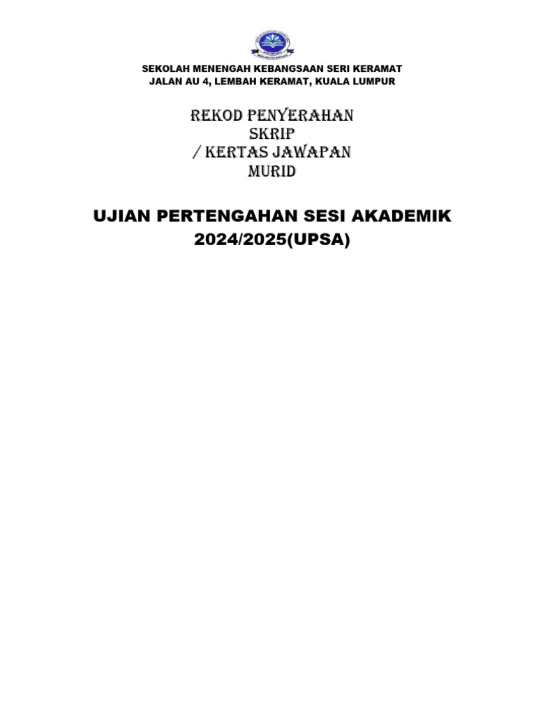 Muka Depan Penyerahan Upsa | PDF