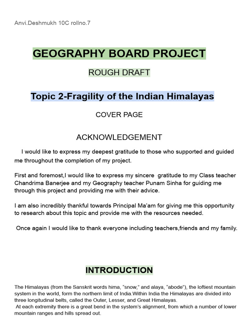 GEOGRAPHY Board Project 3 | PDF | Himalayas | Erosion