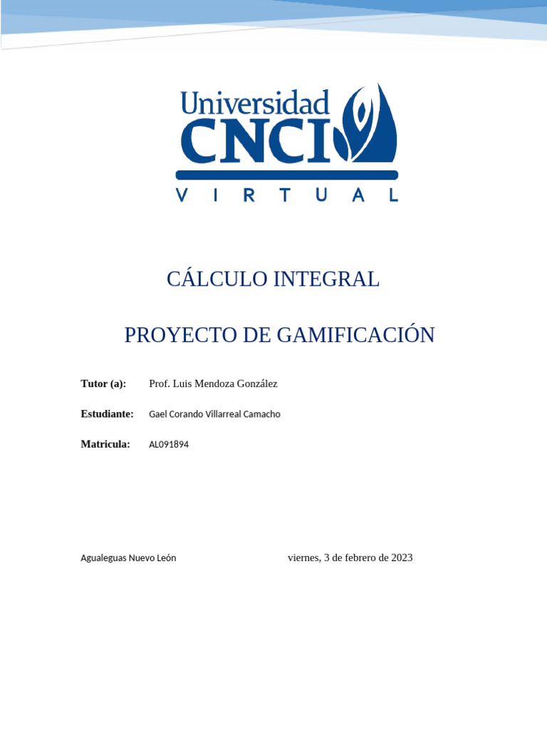 Proyecto de Gamificación Cálculo Integral | PDF | Integral | Derivado