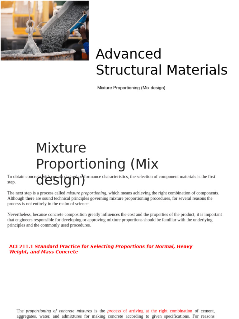 Mix Design Procedure Lect Weak 14 | PDF | Concrete | Structural Engineering