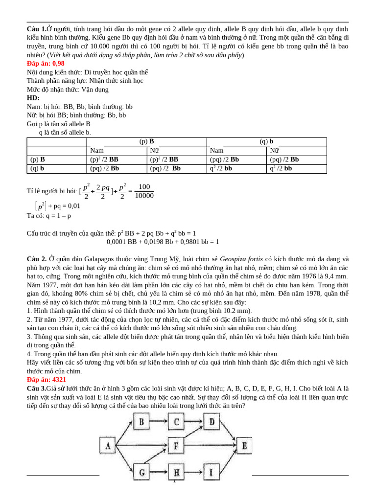 Luyện Đề Hsg Sinh Lop 12.3 | PDF