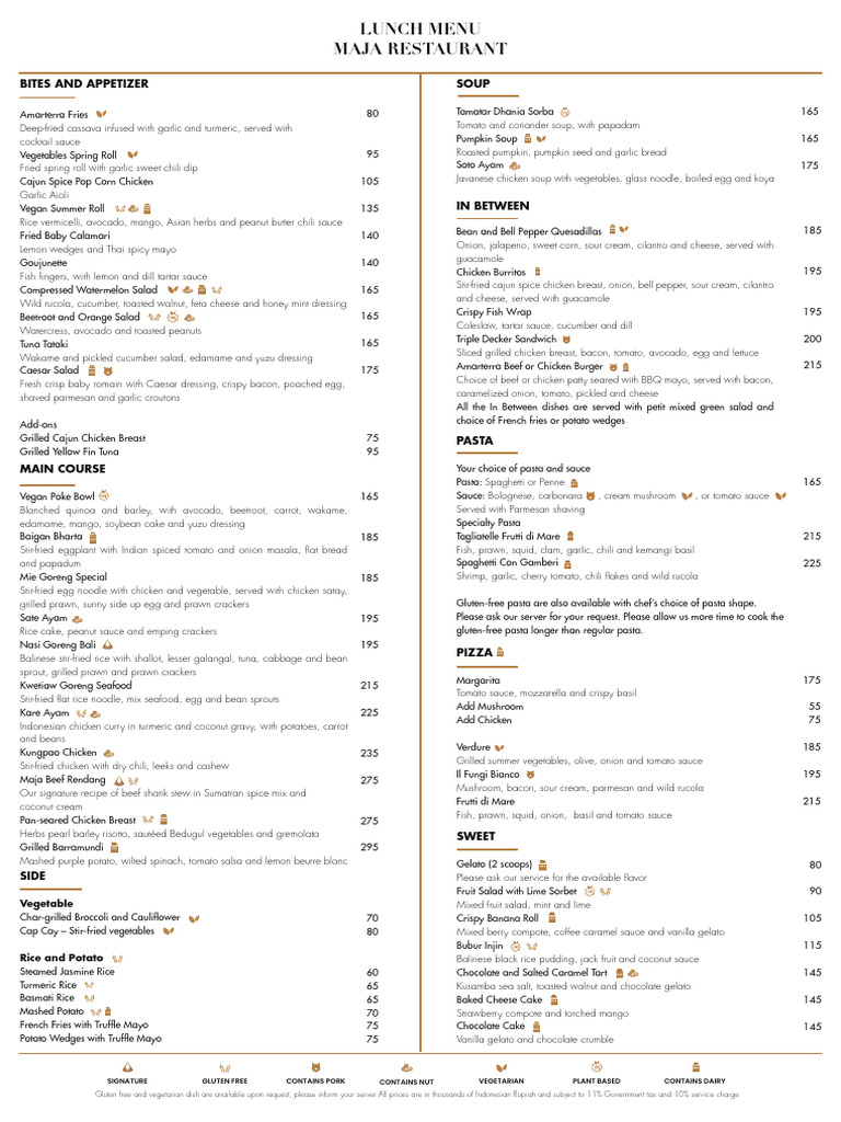 Maja Restaurant Lunch Menu | PDF | Thai Cuisine | Curry