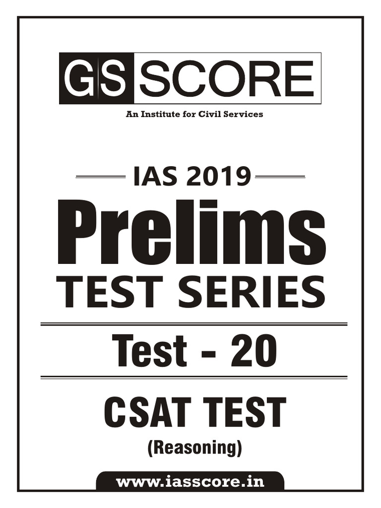 IAS 2019 CSAT Reasoning Test 20 | PDF | Blue | Question