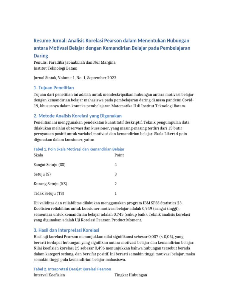 Resume Analisis Korelasi Pearson | PDF