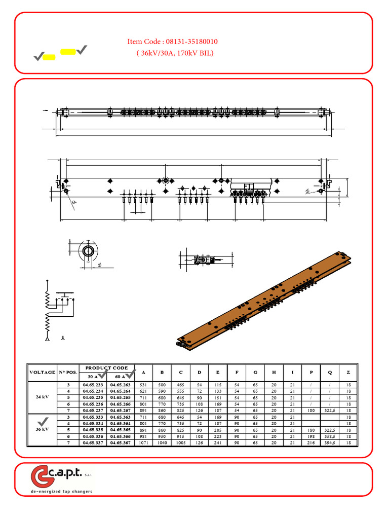 Off Load Tap Changer Cot 36kv 30a 170bil 5p Capt (MR) | PDF | Physical ...