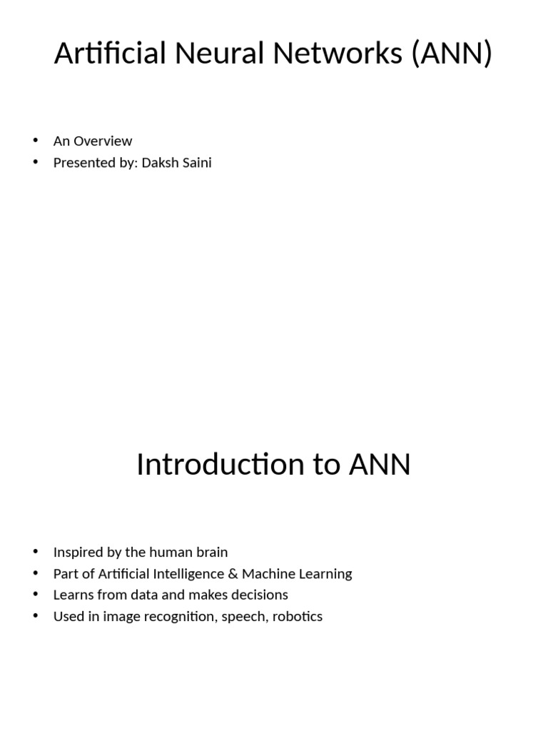 Overview of Artificial Neural Networks | PDF