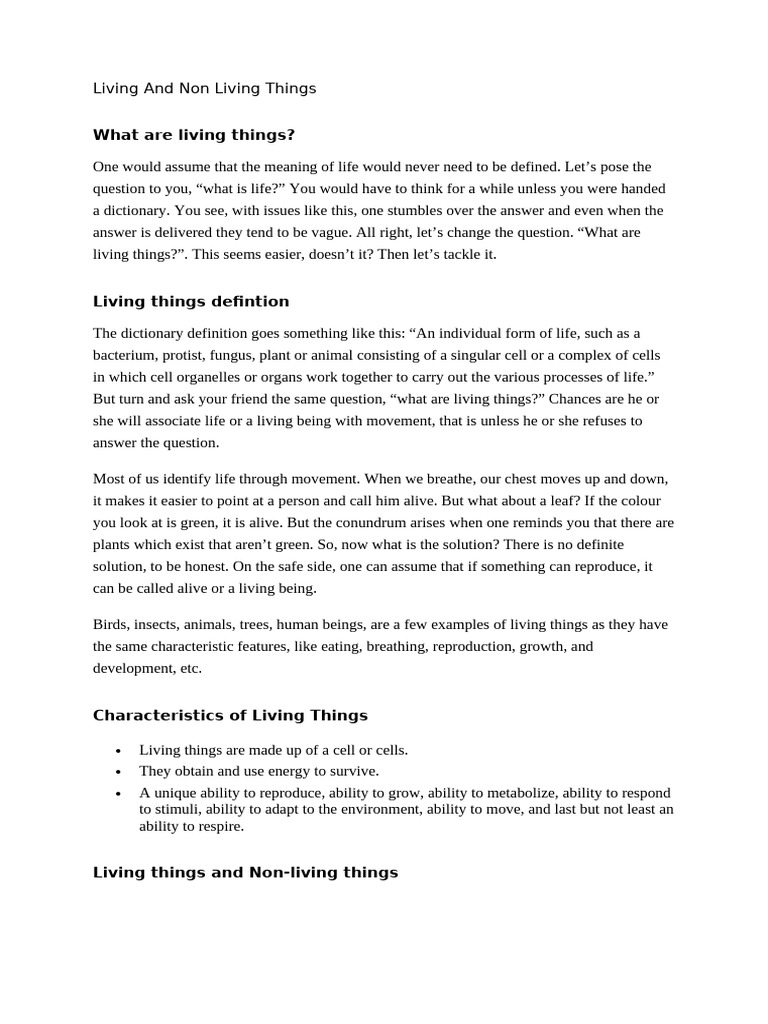 Living vs Non-Living Things Explained | PDF | Organisms | Life