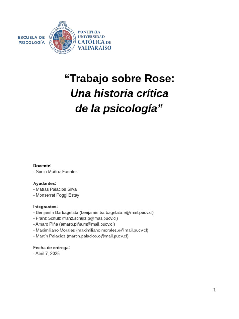 Trabajo Sobre Nikolas Rose (Final) | PDF | Sicología | Trastorno mental