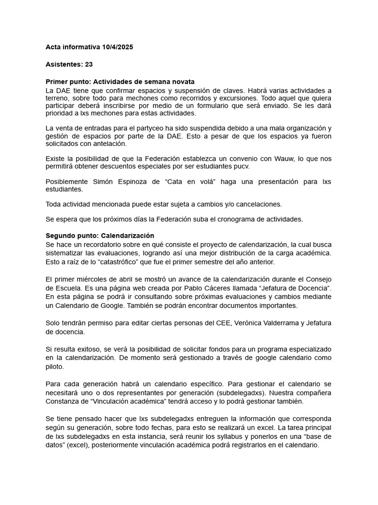 Acta Informativa 10-4-2025 | PDF