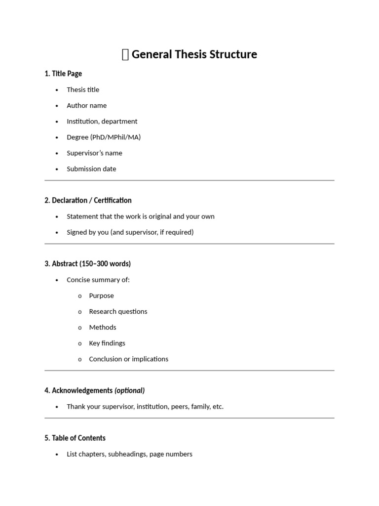 General Thesis Structure | PDF | Methodology | Thesis