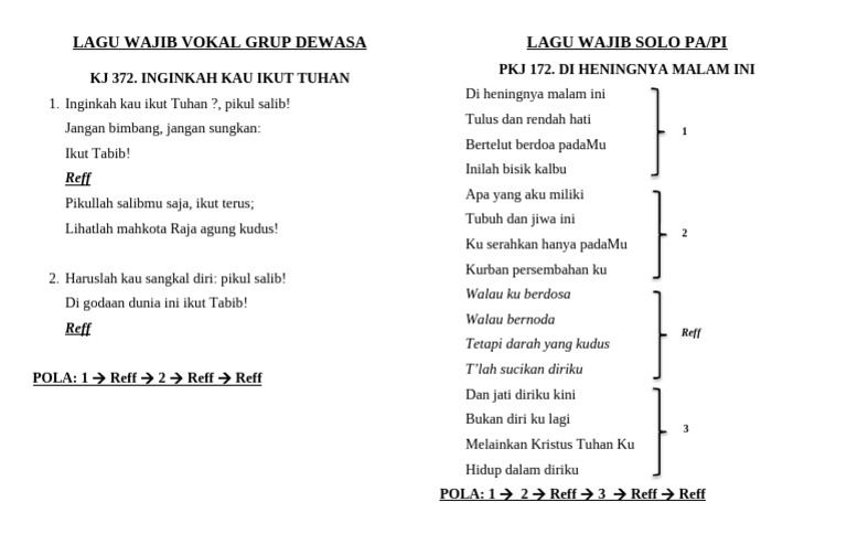 Lagu Wajib Vokal Grup Dewasa KJ 372 | PDF