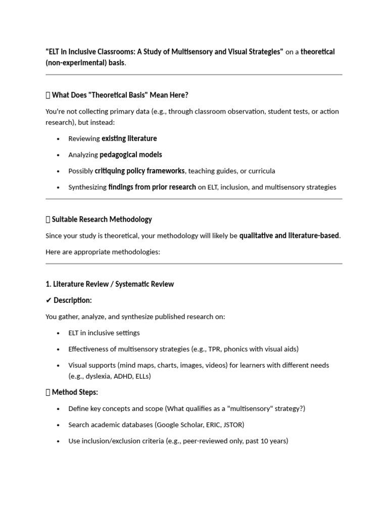 ELT in Inclusive Classrooms | PDF | Methodology | Analysis