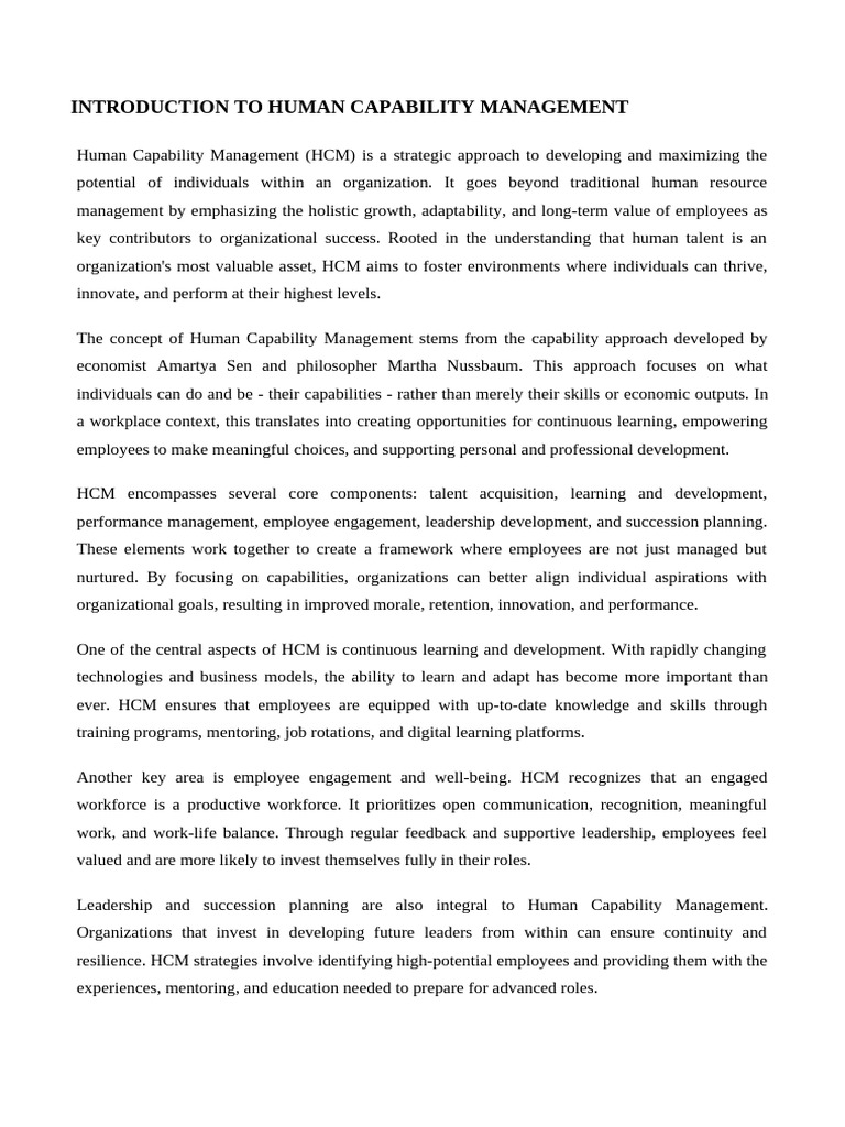 Theoritical Framework (Introduction To Human Capability Management ...