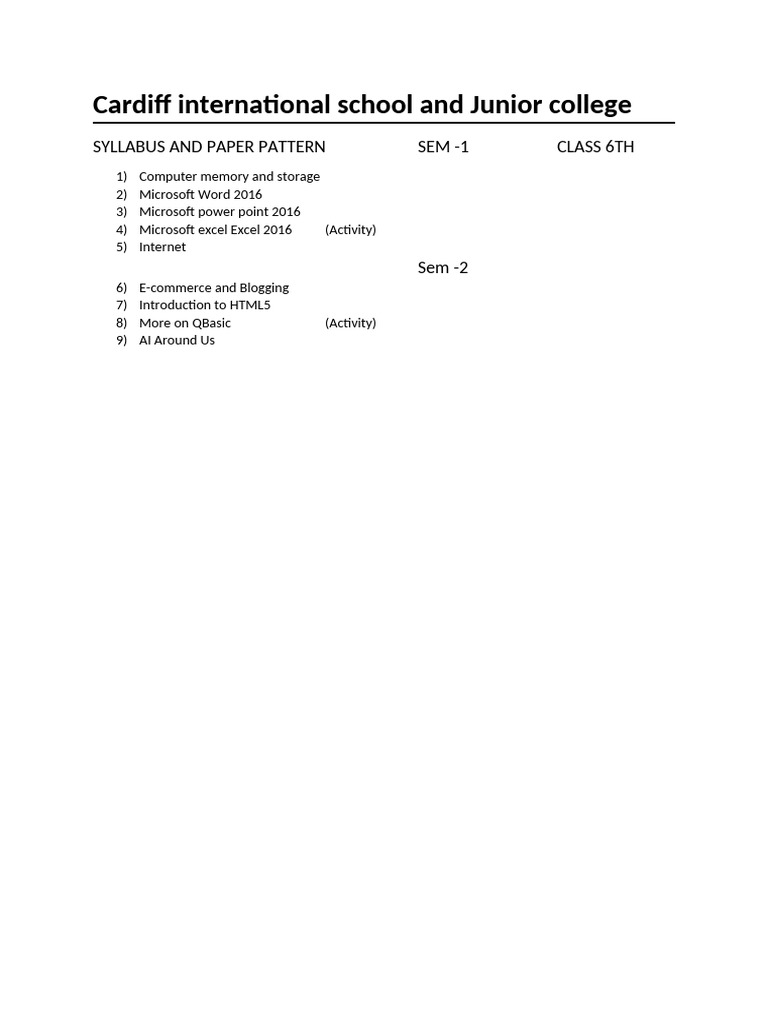 Computer Syllabus | PDF