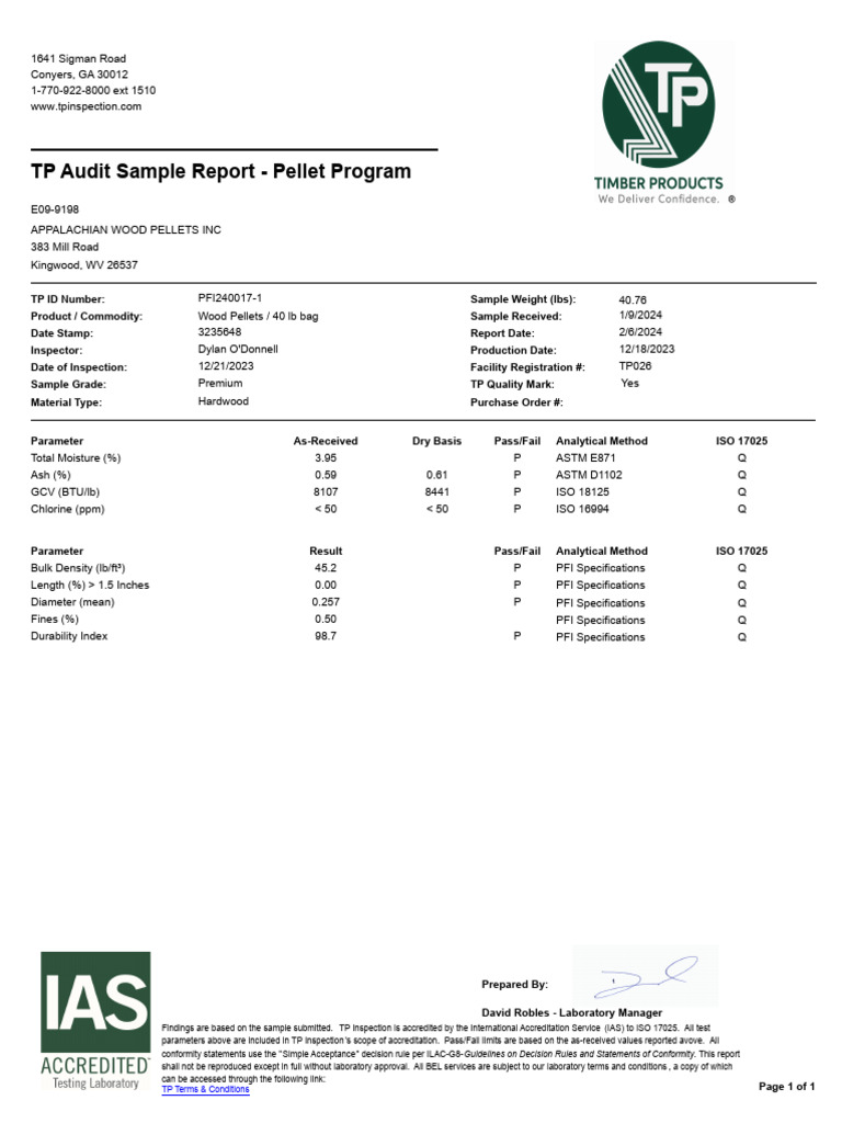TP Audit Report: Pellet Program 2024 | PDF