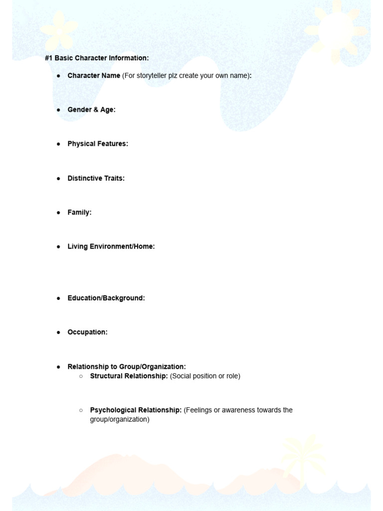 【Template】Character Profile | PDF