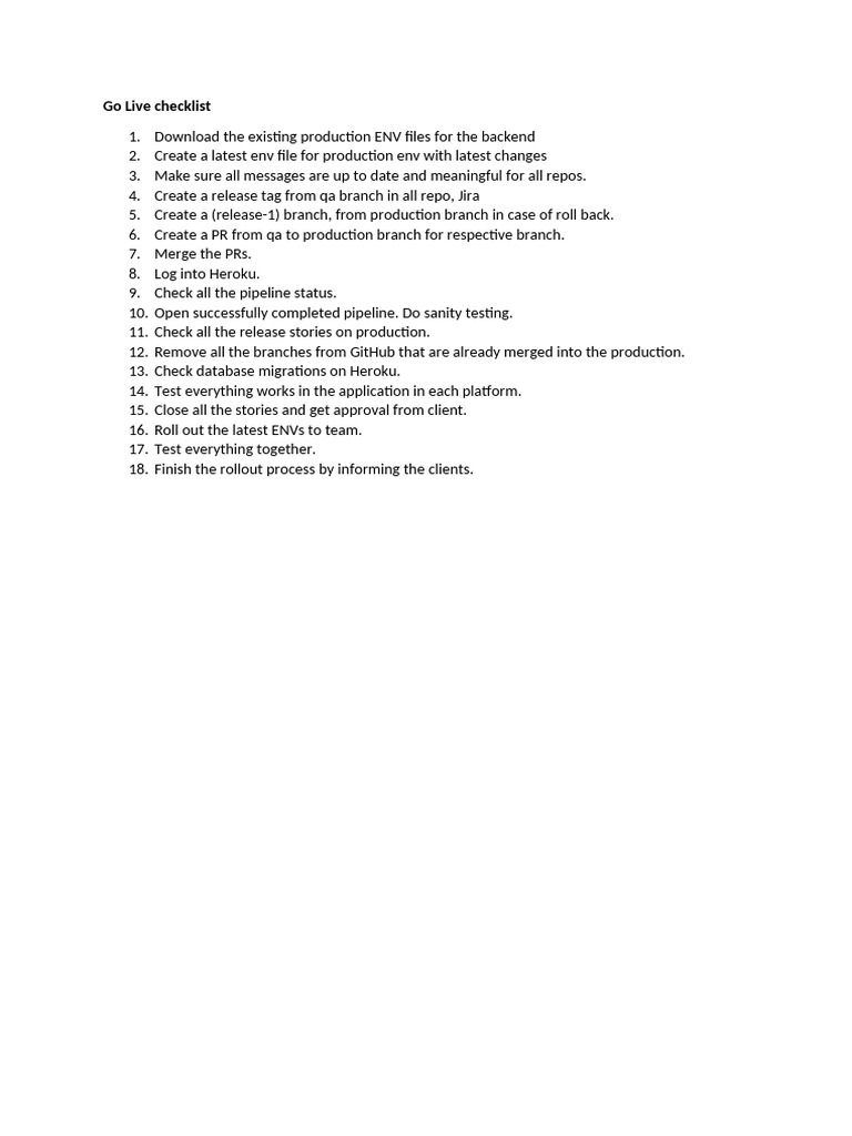 Identifi Go Live Checklist | PDF