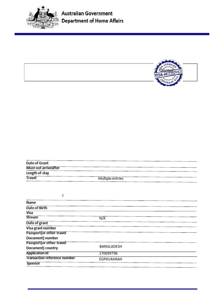 Ahammad HOSSAIN Granted | PDF | Travel Visa | Employment