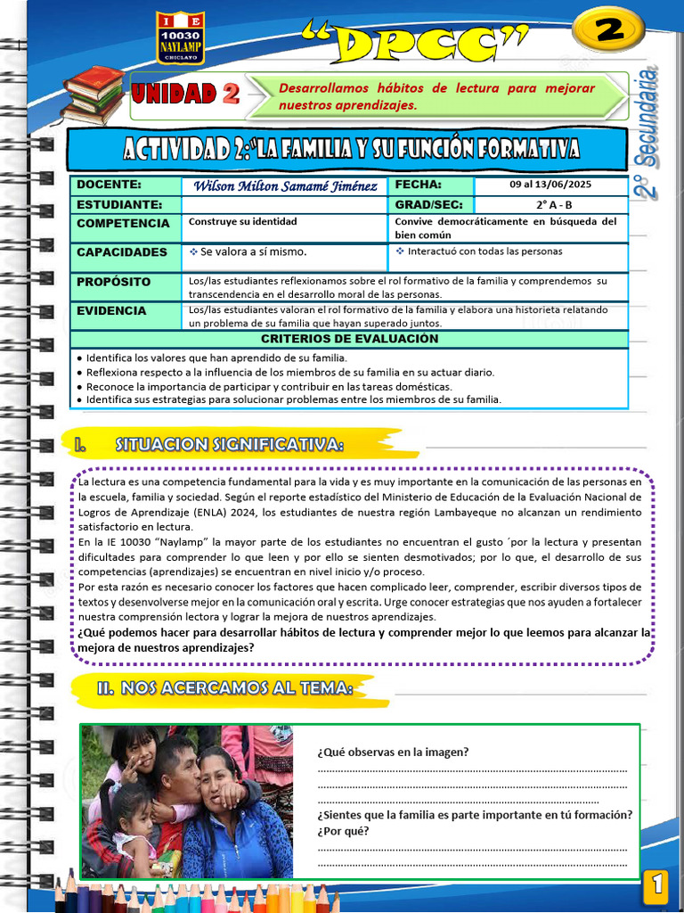 Activ. Aprend. N°02 La Familia y Su Funcion Formativa | PDF | Familia ...