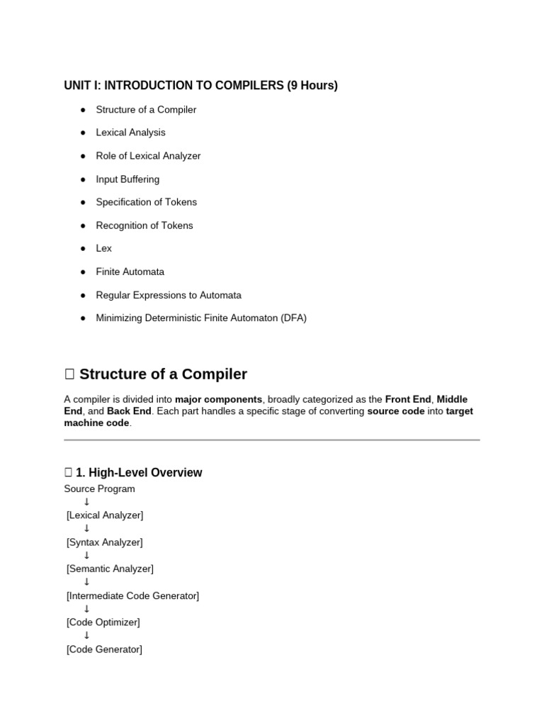 Unit I - Introduction To Compilers (9 Hours) | PDF | Parsing | Compiler