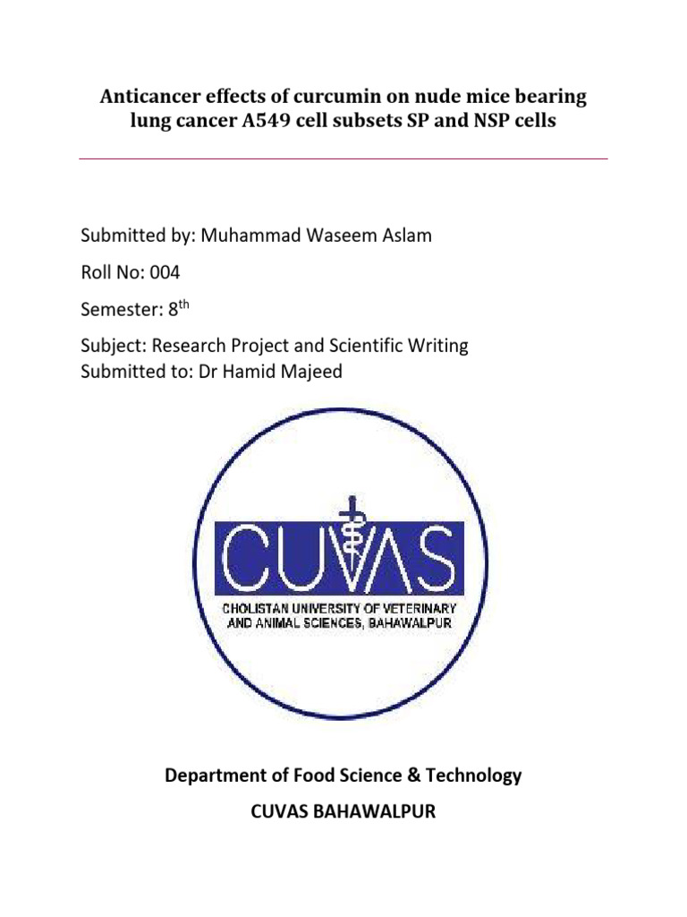 Anticancer Effects of Curcumin by Waseem | PDF | Causes Of Death | Diseases And Disorders