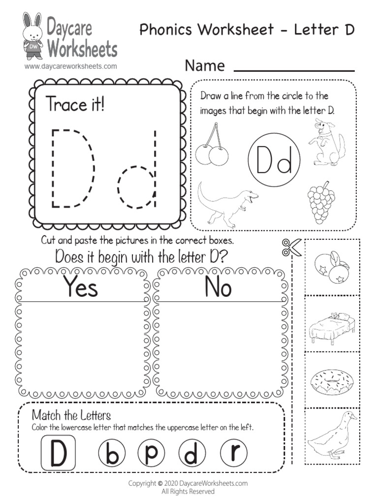 Beginning Sounds D Phonics Worksheet | PDF