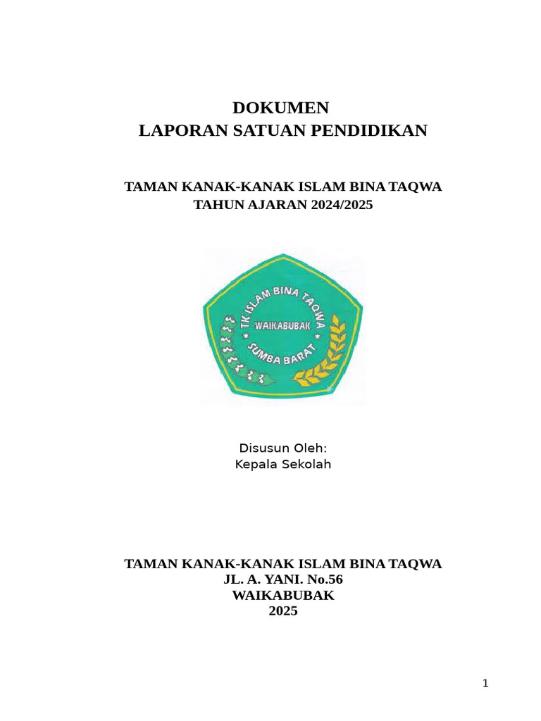 Laporan Satuan Pendidikan 2024-2025 | PDF