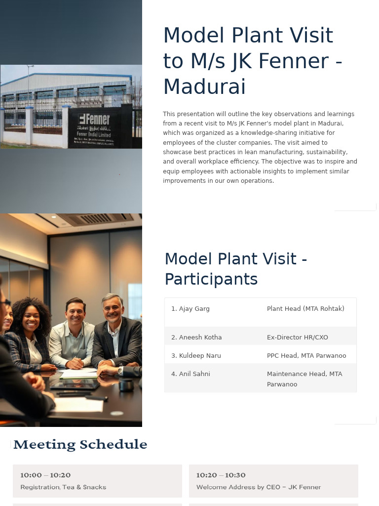 Model Plant Visit To Ms JK Fenner Madurai | PDF | Energy Conservation | Lighting