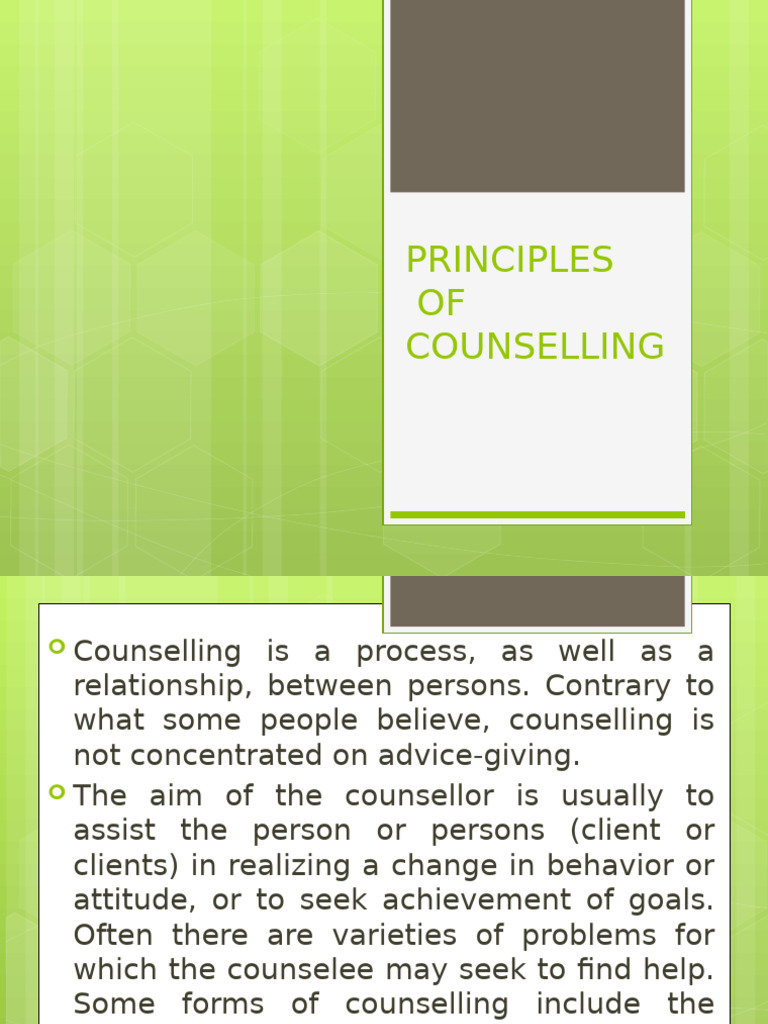 Principles of Counseling Explained | PDF | Counseling Psychology ...