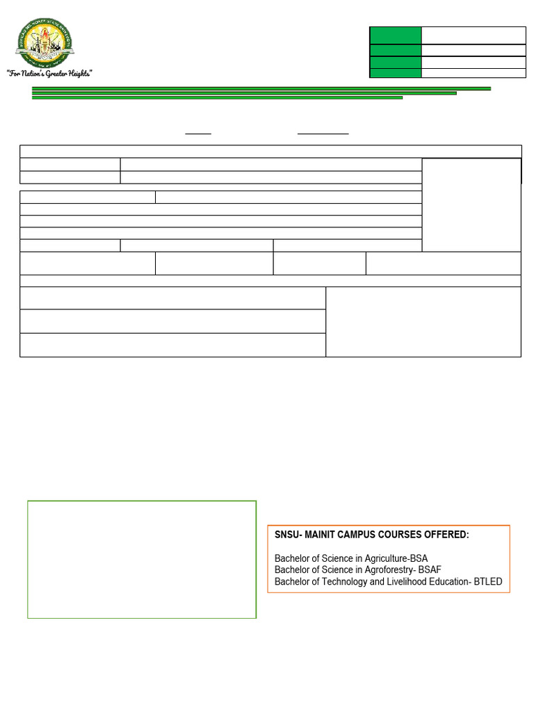 SNSU Admission Test Application 2025-2026 | PDF