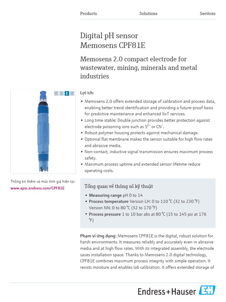 Endress-Hauser Memosens CPF81E VI | PDF | Applied And Interdisciplinary ...