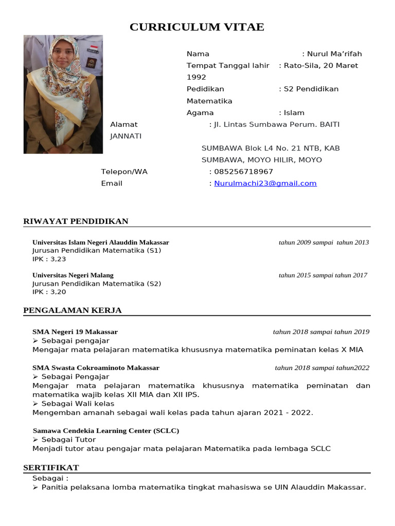 CV Terbaru Nurul | PDF