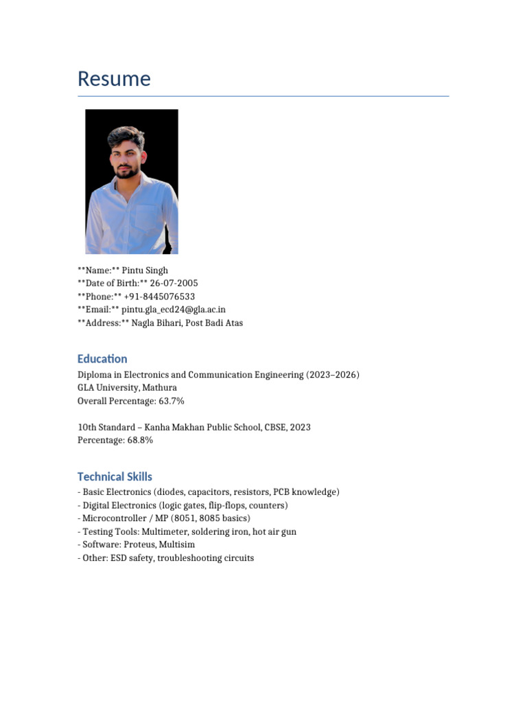 Pintu Singh Updated Resume | PDF