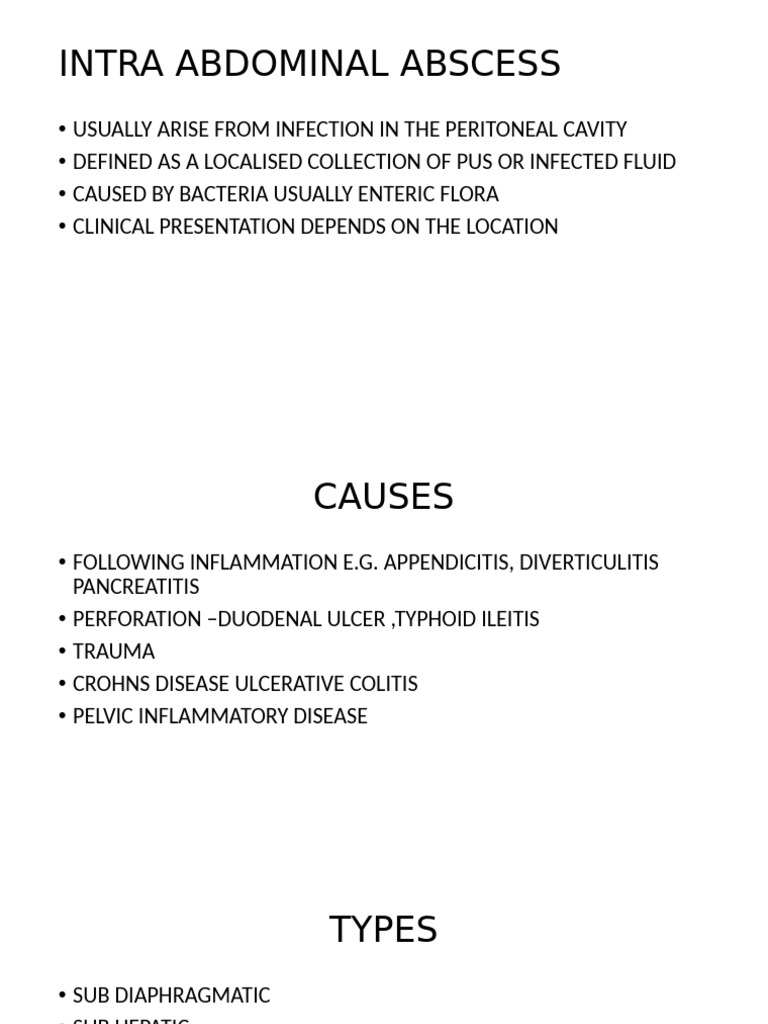 Intra Abdominal Abscess | PDF | Digestive Diseases | Human Diseases And ...