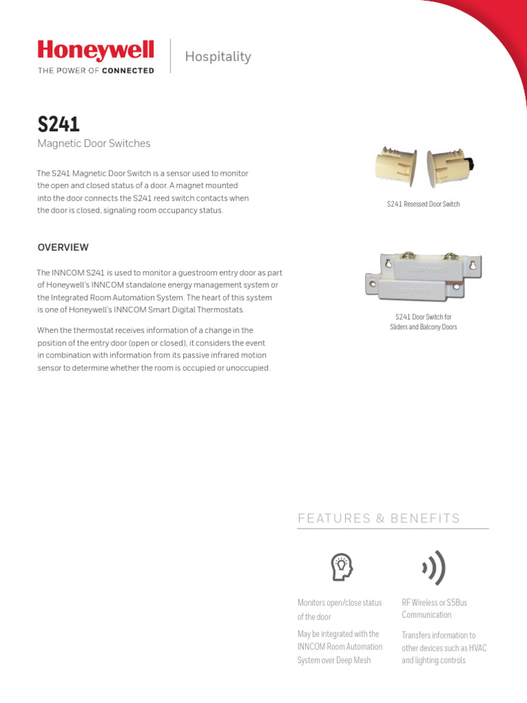 S241 Magnetic Door Switch Overview | PDF | Switch | Electrical Engineering