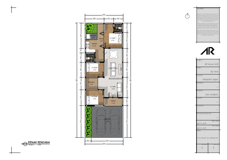 Gambar Kerja HR House 6x18 Kabupaten Ngawi | PDF